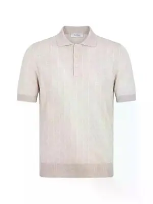 GRAN SASSO Pinstriped Knit Polo Shirt - Neutrals