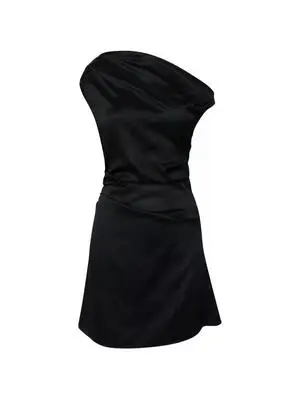 Staud Phare One-shoulder Gathered Mini Dress - Black