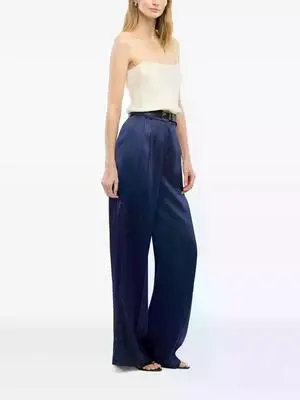Another Tomorrow Pleated Satin Trousers