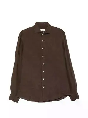 PROFUOMO Spread-collar Long-sleeve Shirt - Brown