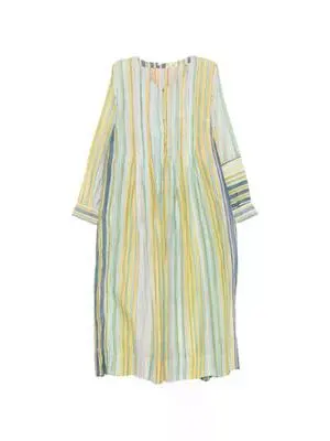 INJIRI Striped Pleated Midi Dress - Blue
