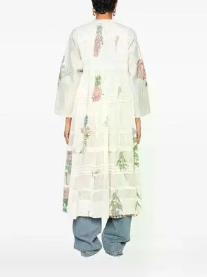 INJIRI Floral Print Smocked Coat