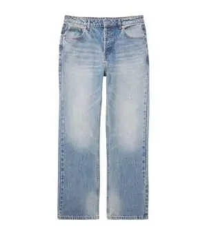 COLE BUXTON Distressed Straight Leg Jeans - Blue