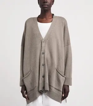 Eskandar Linen & Organic Cotton V-neck Cardigan - Neutral