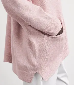 Eskandar Linen & Organic Cotton V-neck Cardigan - Pink