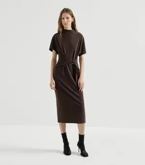 Brunello Cucinelli Belted Wool-blend Midi Dress