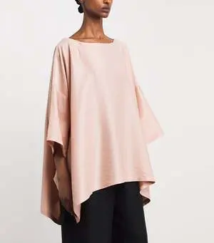 Eskandar Silk Plissé Scoop-neck Top
