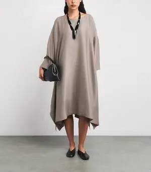 Eskandar Silk Plissé Midi Dress - Grey