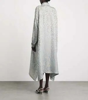 Eskandar Jacquard Button-up A-line Midi Shirt Dress