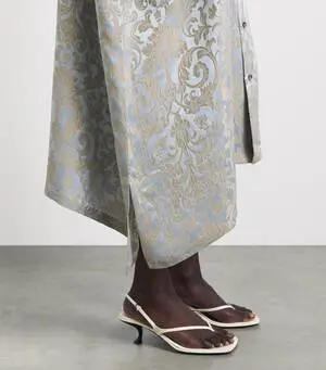 Eskandar Jacquard Button-up A-line Midi Shirt Dress