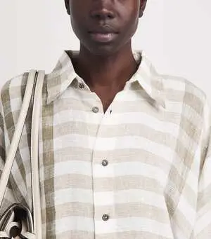 Eskandar Linen Check A-line Shirt