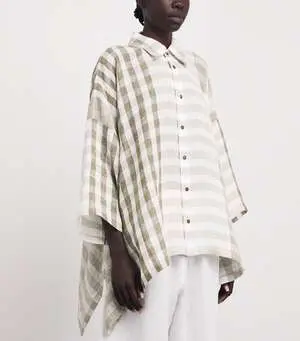 Eskandar Linen Check A-line Shirt