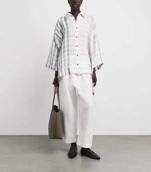 Eskandar Linen Cape Shirt With Asymmetrical Hem