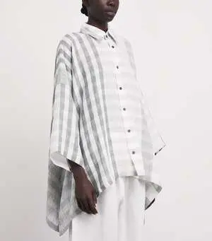 Eskandar Linen Cape Shirt With Asymmetrical Hem