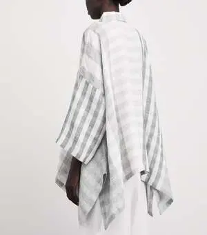 Eskandar Linen Cape Shirt With Asymmetrical Hem
