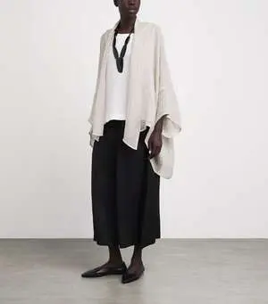 Eskandar Linen Wide-knit Shawl Cardigan