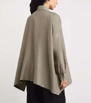 Eskandar Silk Plissé Wide A-line Shirt - Grey