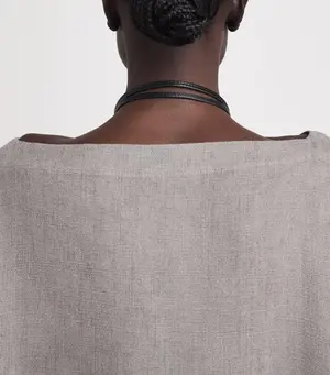 Eskandar Linen Boat-neck Midi Dress - Grey