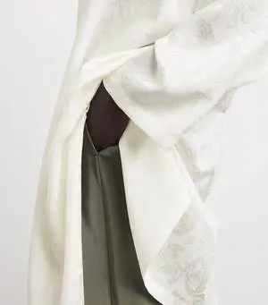 Eskandar Silk Jacquard Mandarin Collar Shirt - Grey