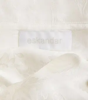Eskandar Silk Jacquard Mandarin Collar Shirt - Grey