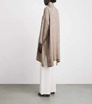 Eskandar Silk Jacquard Mandarin Collar Shirt - Grey