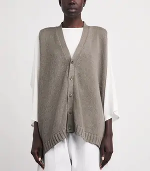 Eskandar Sleeveless Linen-organic Cotton Cardigan - Neutral