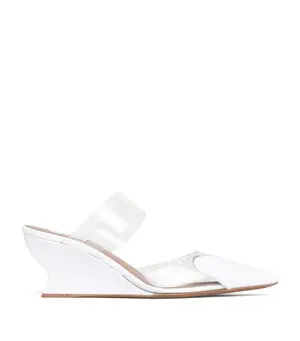 Women's White Wedge Mules Clogs
