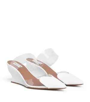 Alaïa Le Coeur Wedge Mules - White