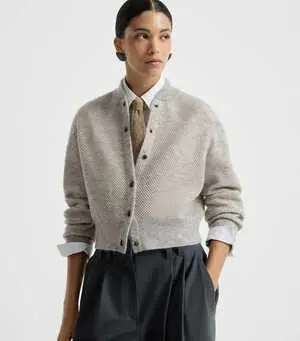 Brunello Cucinelli Mohair Blend Bomber Cardigan