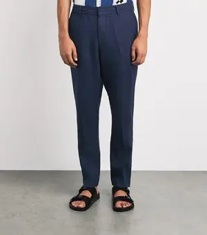 NN.07 Linen Tapered Trousers - Navy