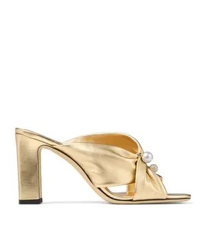 JIMMY CHOO Rafi 85 Metallic Leather Heeled Sandals - Gold
