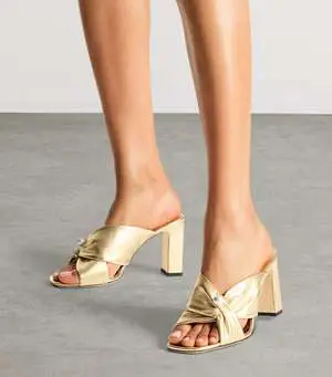 JIMMY CHOO Rafi 85 Metallic Leather Heeled Sandals - Gold