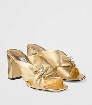 JIMMY CHOO Rafi 85 Metallic Leather Heeled Sandals - Gold