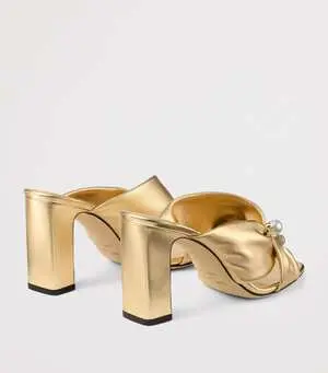 JIMMY CHOO Rafi 85 Metallic Leather Heeled Sandals - Gold