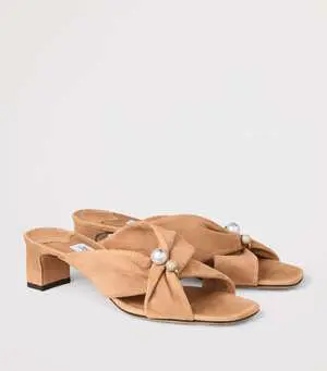 JIMMY CHOO Rafi Leather Heeled Mules - Beige