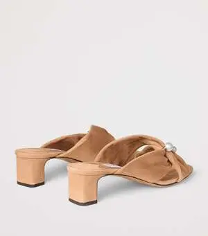 JIMMY CHOO Rafi Leather Heeled Mules - Beige