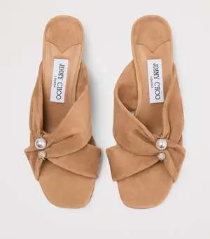 JIMMY CHOO Rafi Leather Heeled Mules - Beige