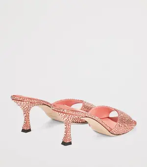 JIMMY CHOO Skye 70 Embellished Satin Mules - Pink