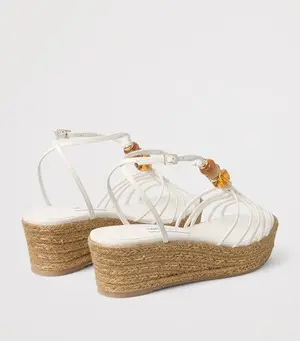 JIMMY CHOO Lemi 50 Leather Wedge Sandals With Beaded Detailing