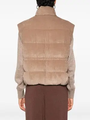 Brunello Cucinelli Padded Down Vest With Corduroy Texture - Brown
