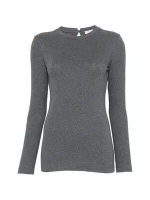 Brunello Cucinelli Dark Monili Trim Crewneck Sweater - Grey