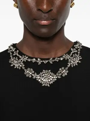 Valentino Garavani Wool And Silk Blend Mini Dress With Crystal Embellishment - Black