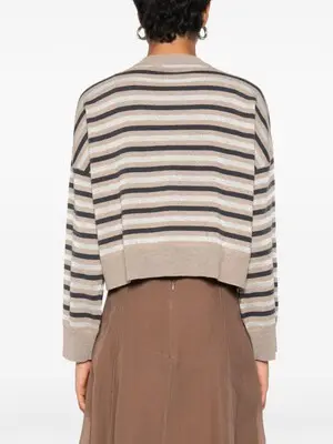 Brunello Cucinelli Striped Cashmere Sweater - Brown