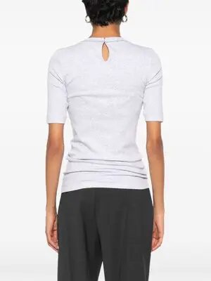 Brunello Cucinelli Crewneck Sweater With Monili Trim - Grey