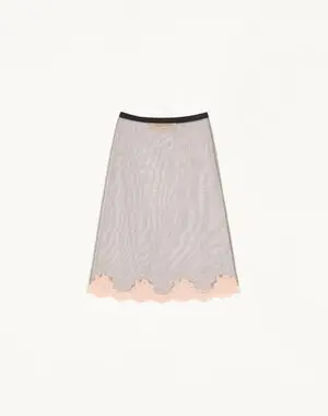 Valentino Garavani Tulle Midi Skirt With Lace Hem - Grey