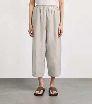 Eskandar Linen-blend Wide Leg Trousers - Neutral