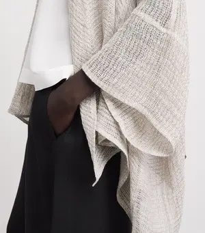 Eskandar Linen Wide-knit Shawl Cardigan