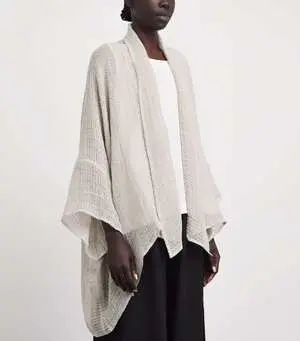 Eskandar Linen Wide-knit Shawl Cardigan