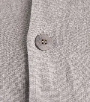 Eskandar Linen Mandarin Collar Wide Longline Jacket - Grey