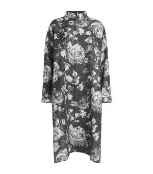 Eskandar Linen A-line Floral Print Jacket